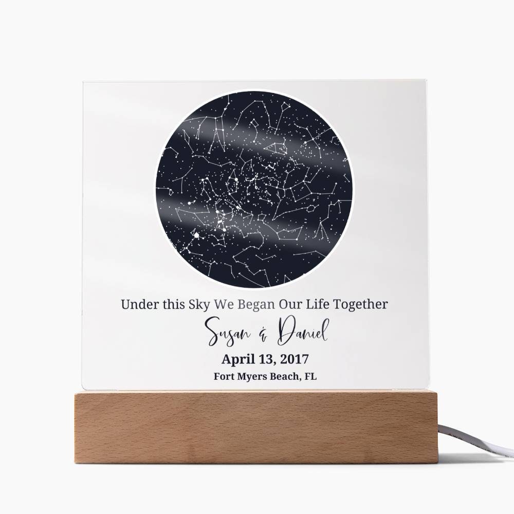Personalized Sky Map of Your Special Day- Upgrade to the LED Light Base ...