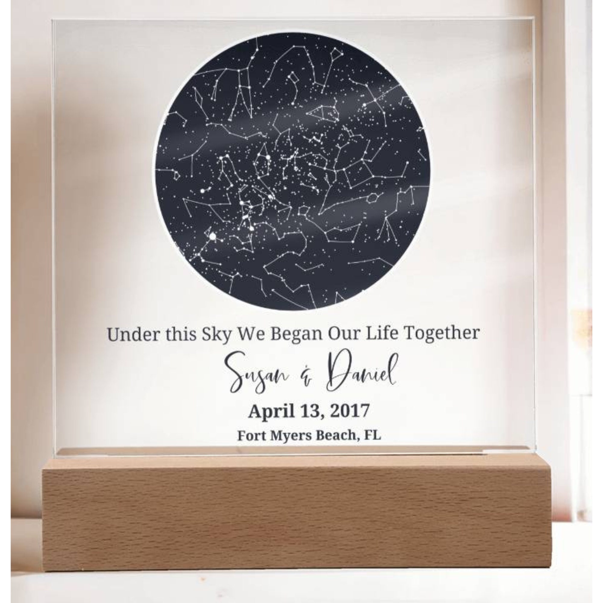 Personalized Sky Map of Your Special Day- Upgrade to the LED Light Base ...