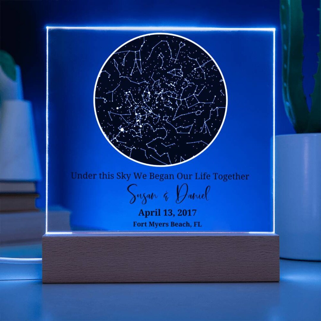 Personalized Sky Map of Your Special Day- Upgrade to the LED Light Base ...