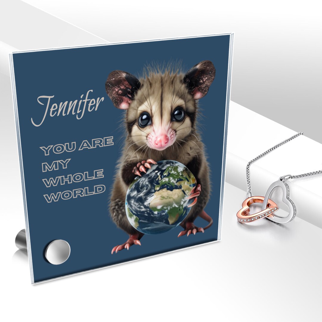 Personalized Possum Sign With Linked Hearts Necklace. Unique Greeting ...