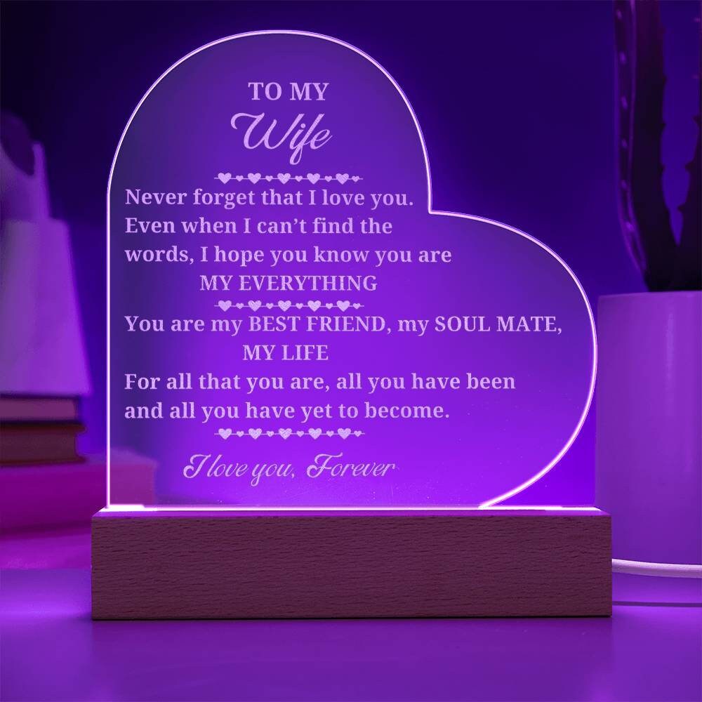 Heart Shaped Love Sign With LED Light Base, Wife's Gift, Romantic ...