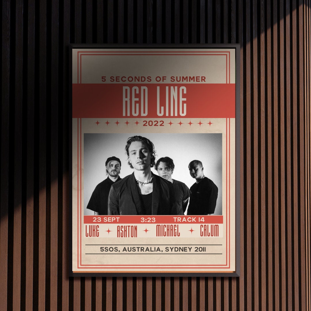5 Seconds of Summer Poster Red Line Lyrics DIGITAL DOWNLOAD 5SOS5 Print ...