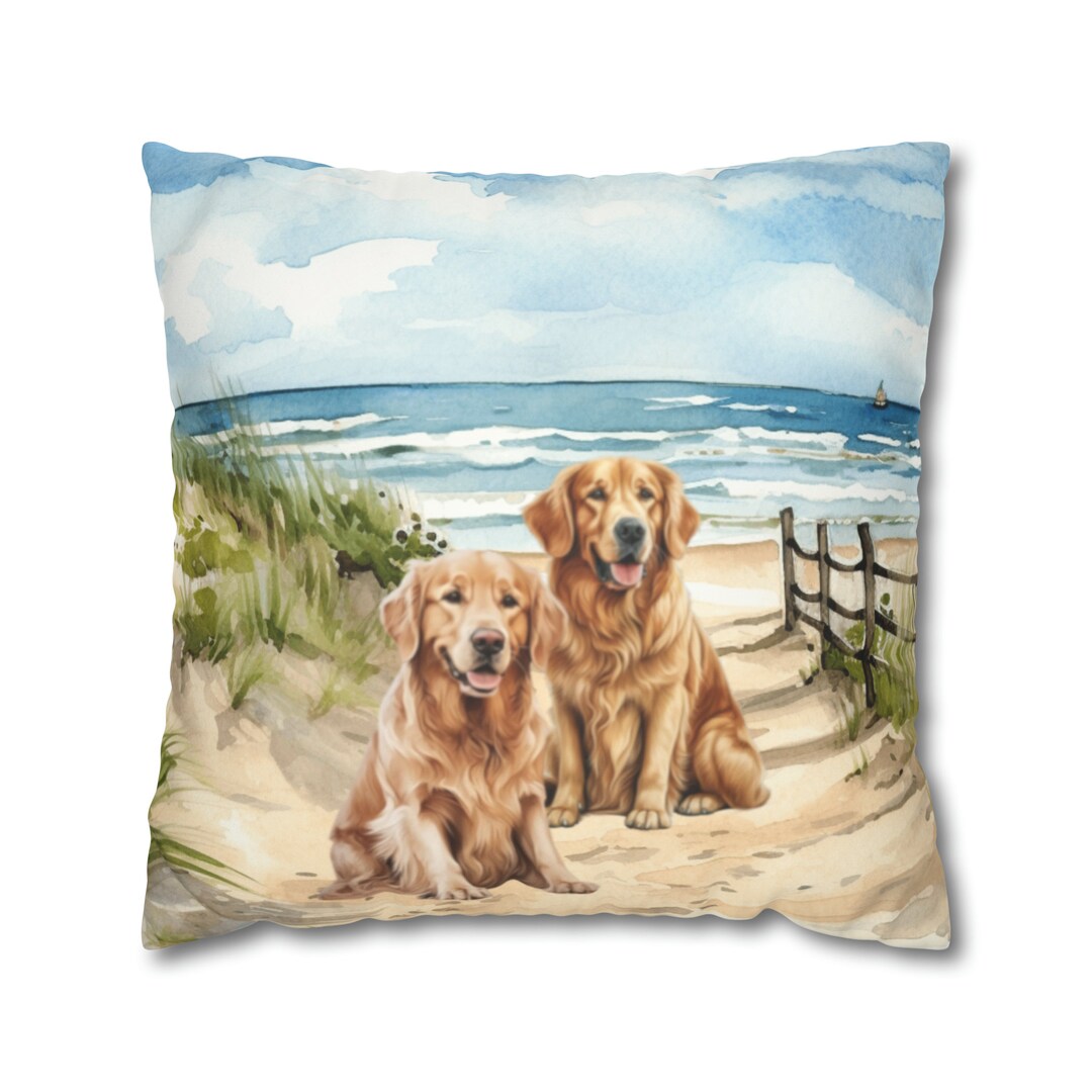 Golden Retriever Crushed Velvet Pillow Cover I Golden Retriever Pillow Cover I Golden Retriever ...