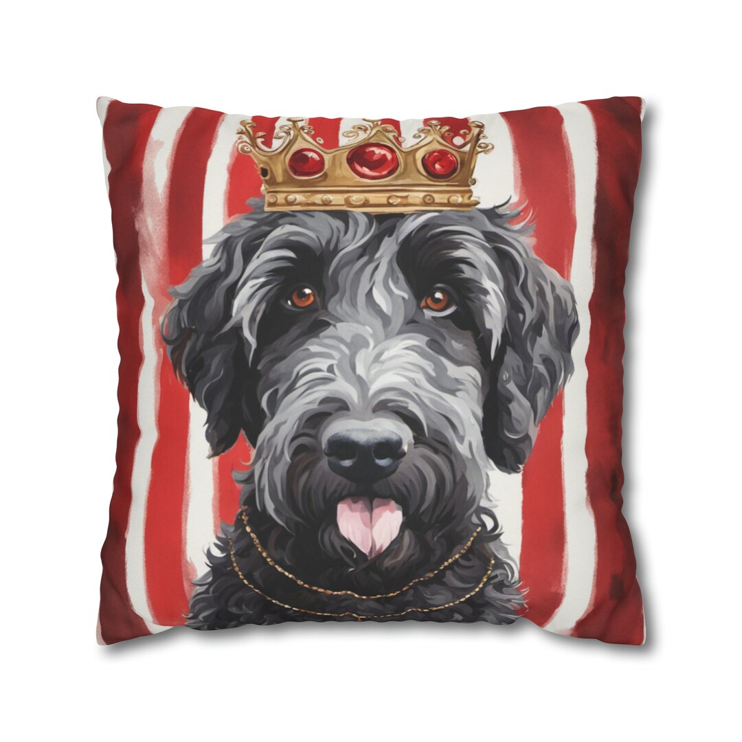 Labradoodle Black Crushed Velvet Pillow Cover I Labradoodle Royalty ...