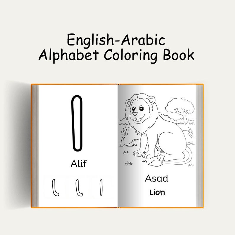 English / Arabic Alphabet Coloring Book for Children With Animal Motifs ...