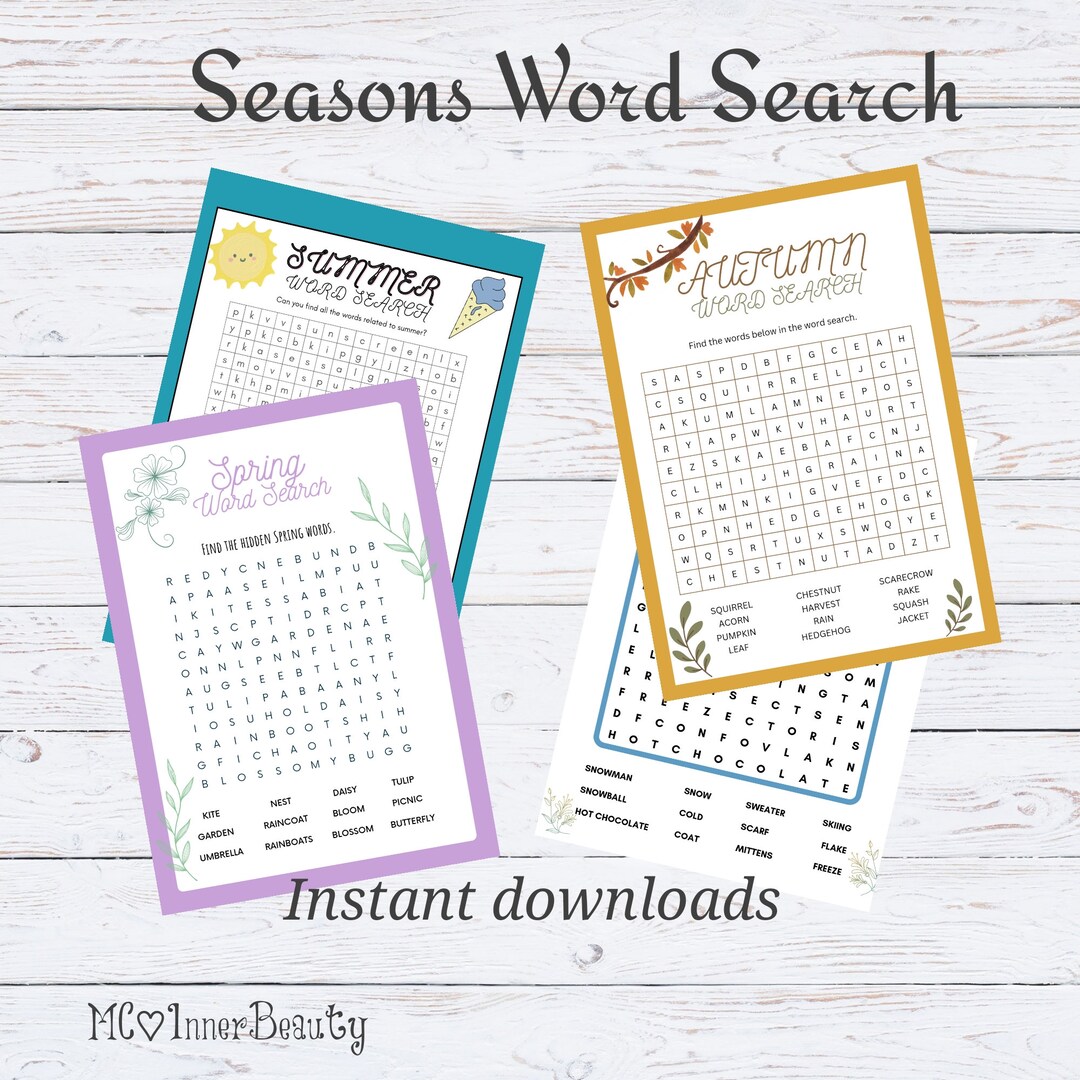Seasons Word Searches / Printable Activity/ Fun Word Search/ - Etsy