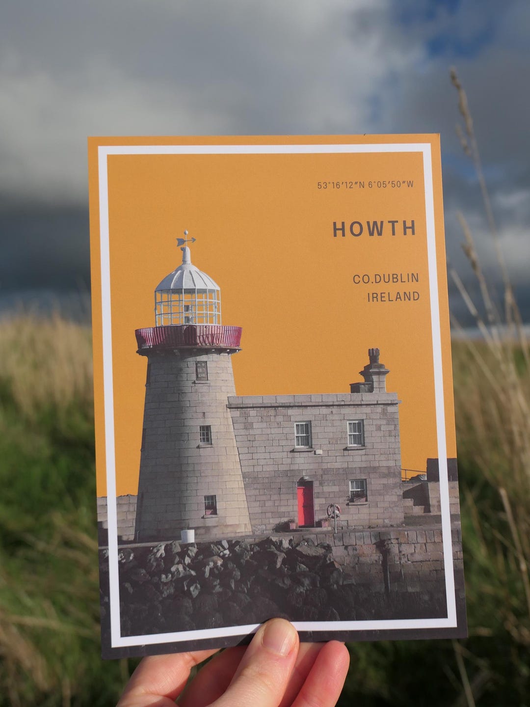 A5 Travel Art Print & Postcard | howth Lighthouse Ireland - Etsy
