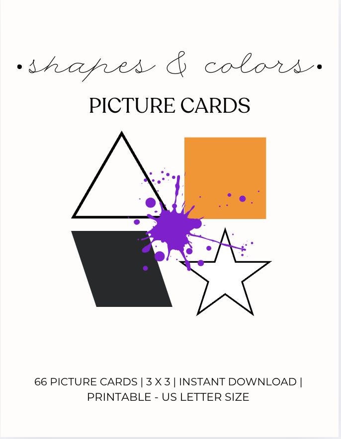 Shapes & Colors Picture Cards for ABA - Digital Download - Etsy