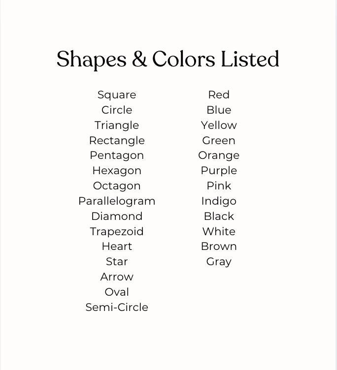 Shapes & Colors Picture Cards for ABA - Digital Download - Etsy
