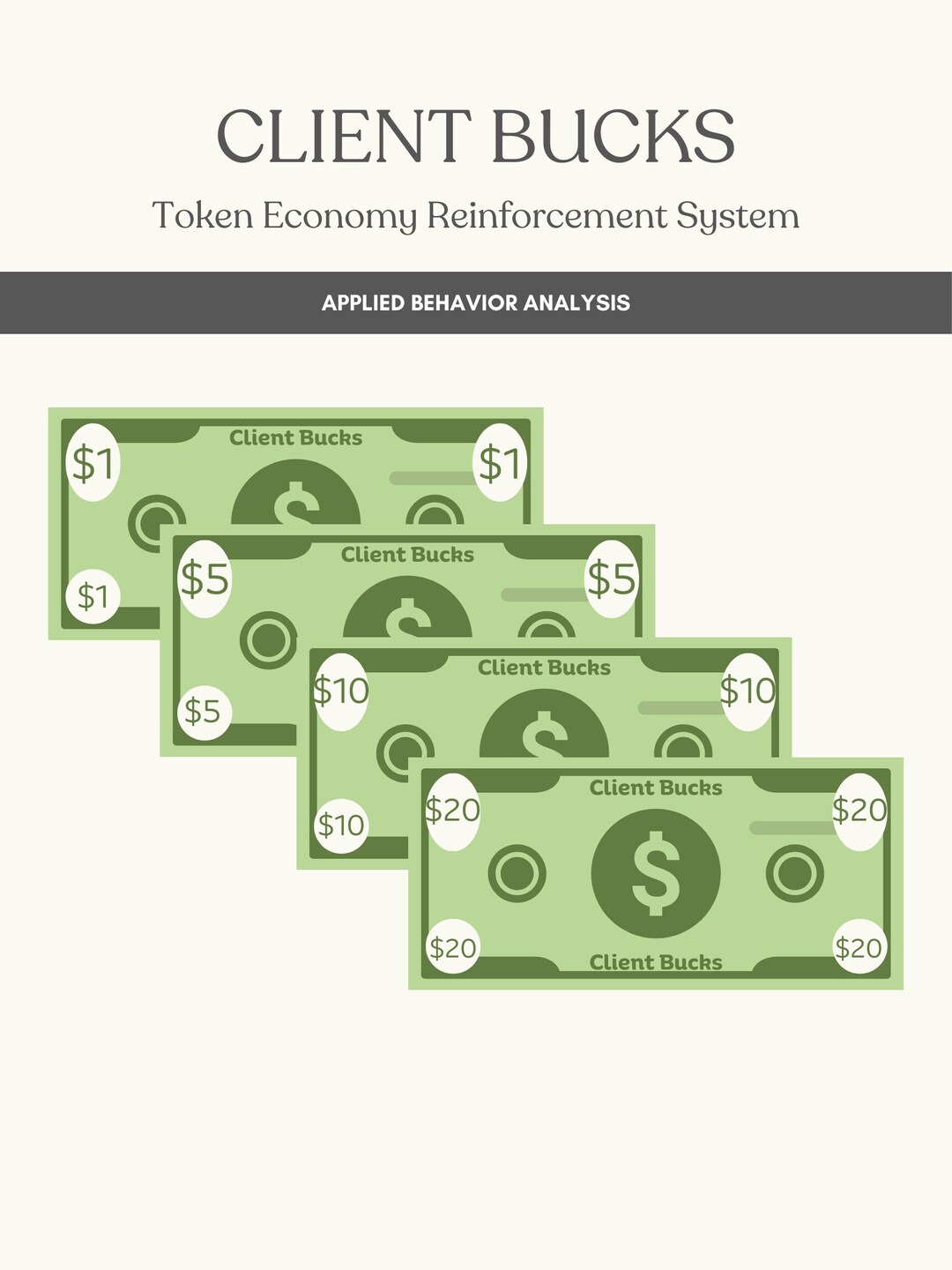 Client Bucks - Token Economy Reinforcement System (ABA) - Etsy