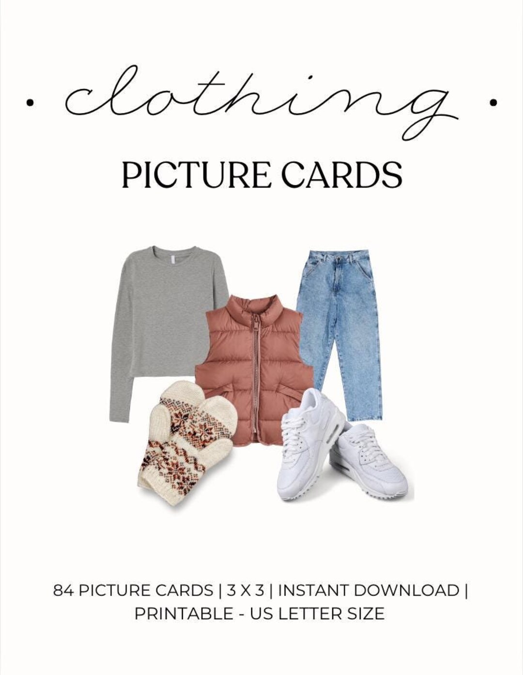 Clothing Picture Cards for ABA - Digital Download - Etsy