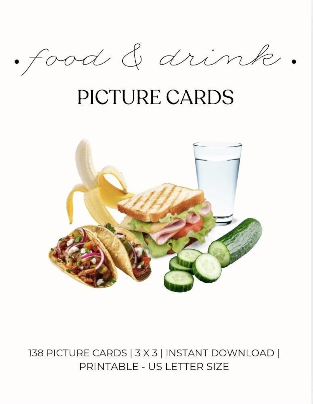 Food & Drink Picture Cards for ABA - Digital Download - Etsy