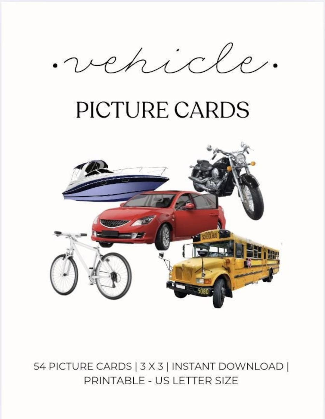 Vehicle Picture Cards for ABA - Digital Download - Etsy