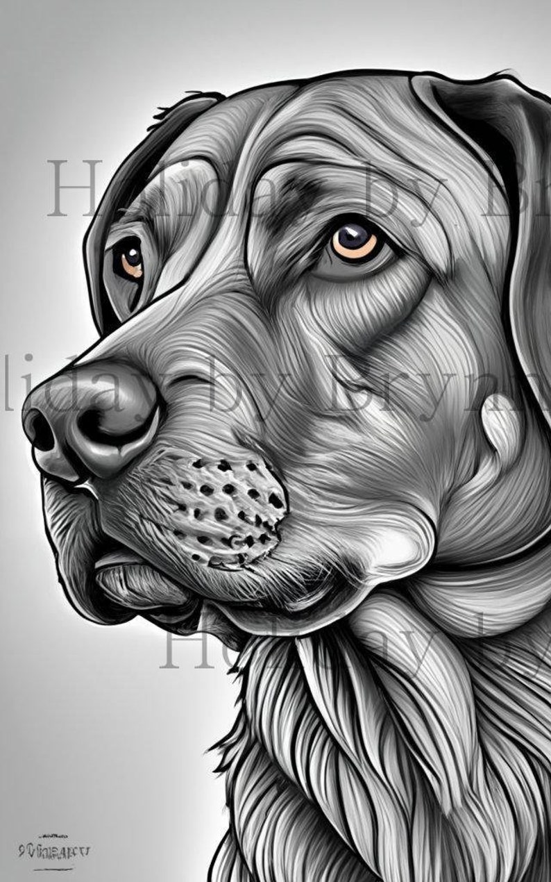 Printable Labrador Retriever Dog Adult Coloring Page 2 PDF - Etsy