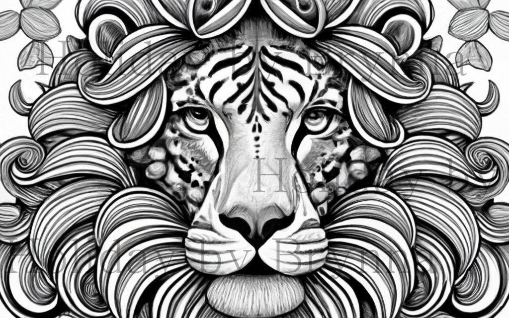 Printable Majestic Big Cat 2 Adult Coloring Page PDF - Etsy