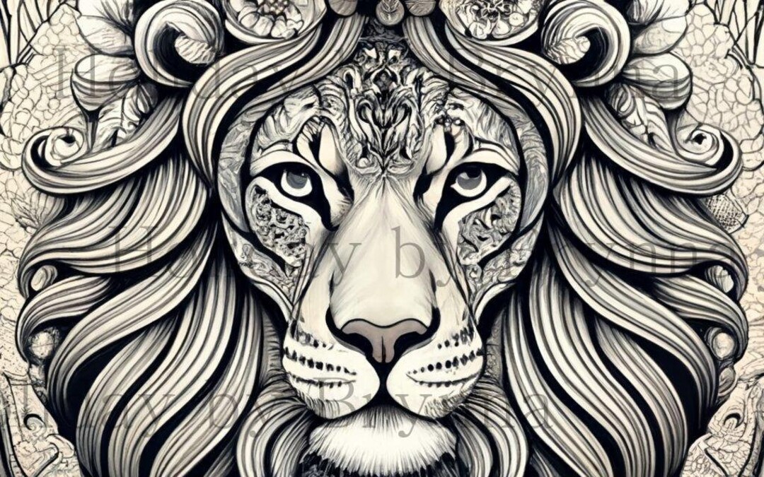 Printable Majestic Big Cat Adult Coloring Page PDF - Etsy