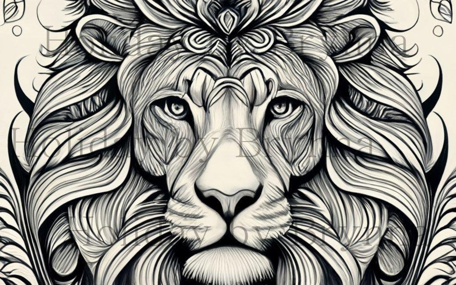 Printable Artistic Lion Adult Coloring Page PDF - Etsy