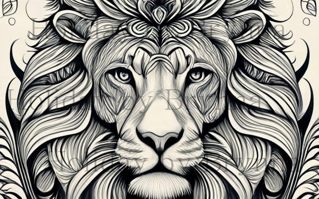 Printable Artistic Lion Adult Coloring Page PDF - Etsy