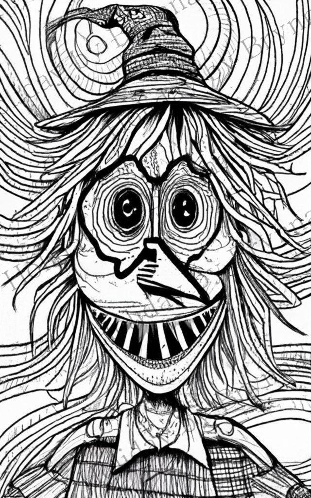 Printable Autumn Scarecrow Coloring Page 2 - Etsy