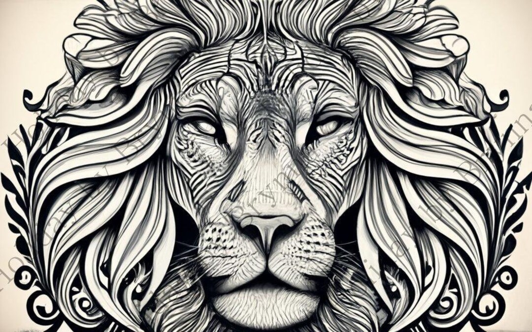 Printable Beautiful Lion Adult Coloring Page PDF - Etsy