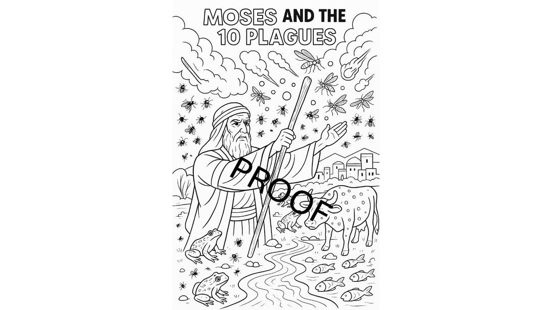 Moses and the 10 Plagues Coloring Page for Children - Etsy