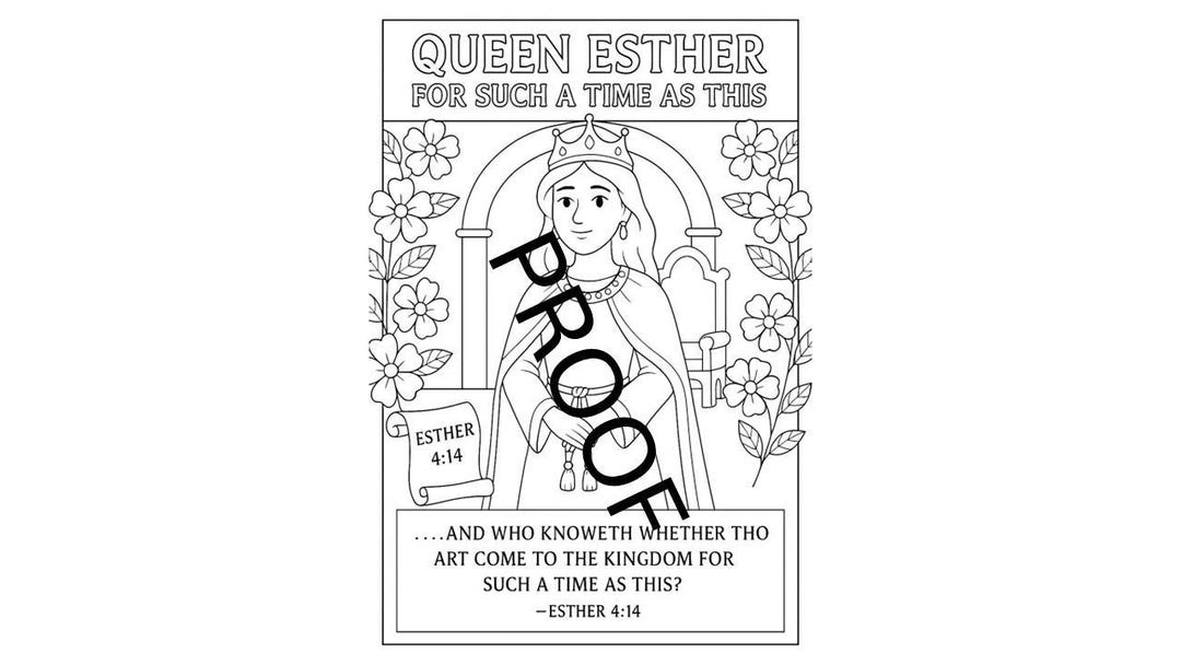 Queen Esther Coloring Page for Kids - Etsy