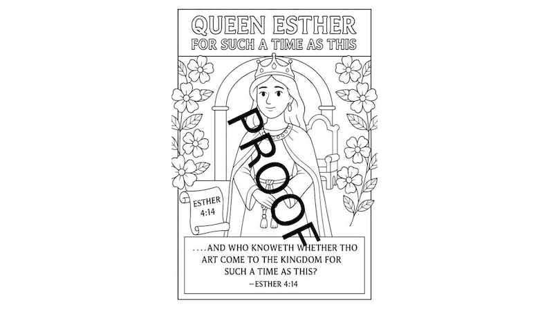 Queen Esther Coloring Page for Kids - Etsy
