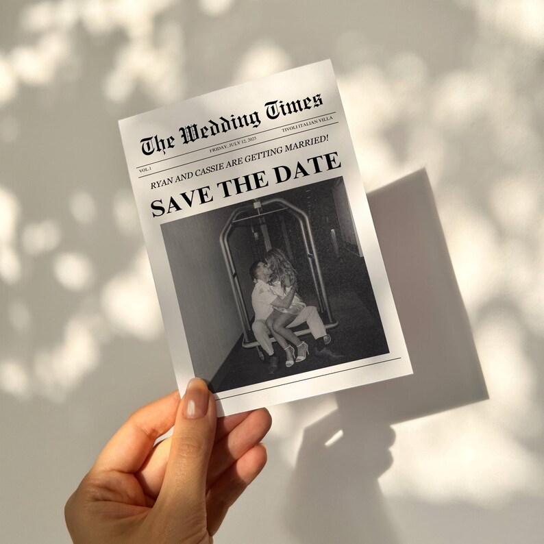 Save the Date Newspaper Template, Newspaper Invitation, Canva Digital ...