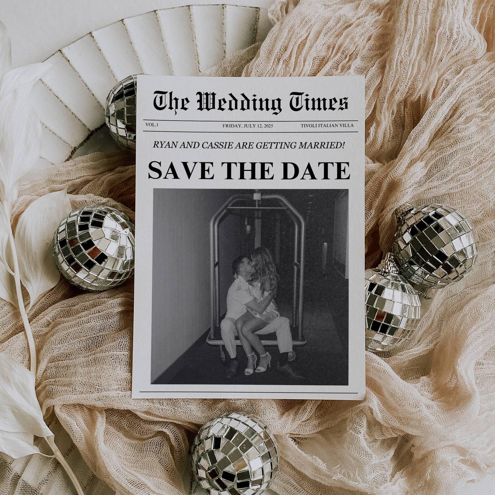 Save the Date Newspaper Template, Newspaper Invitation, Canva Digital ...