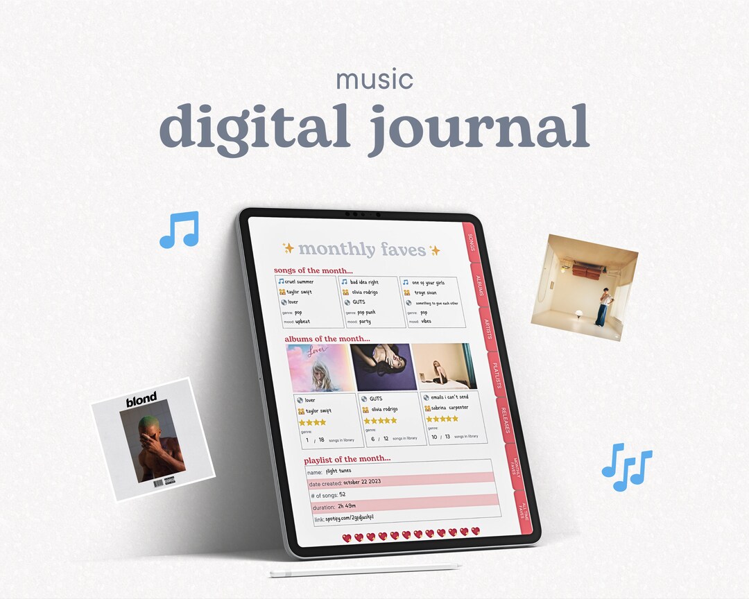 Digital Music Journal for Music Enthusiast | Aesthetic Media Tracker ...