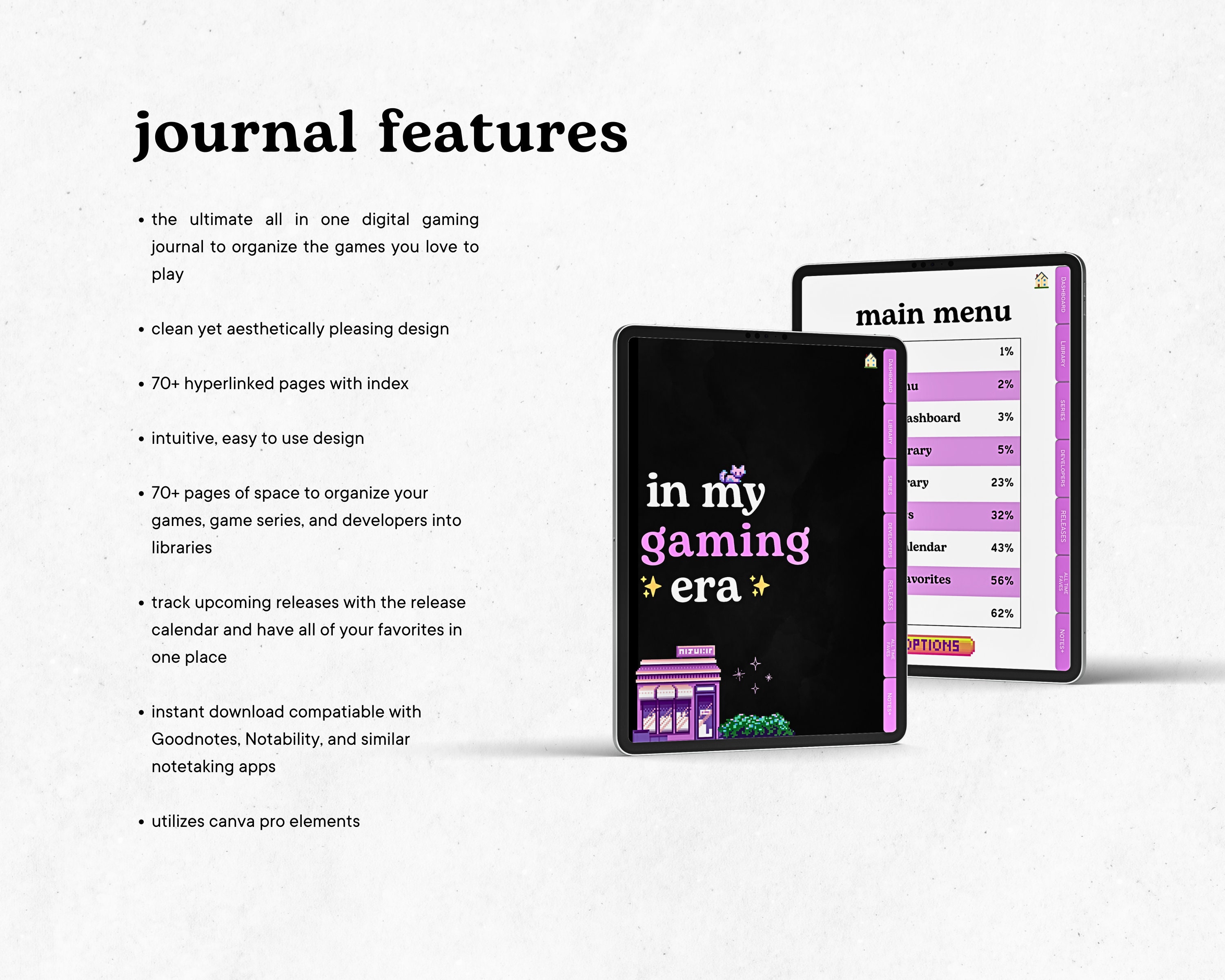 Digital Gaming Journal for Cozy Games Game Library, Video Game Tracker ...