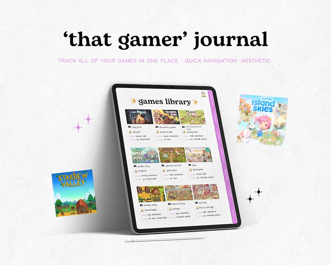 Digital Gaming Journal for Cozy Games | Game Library, Video Game ...