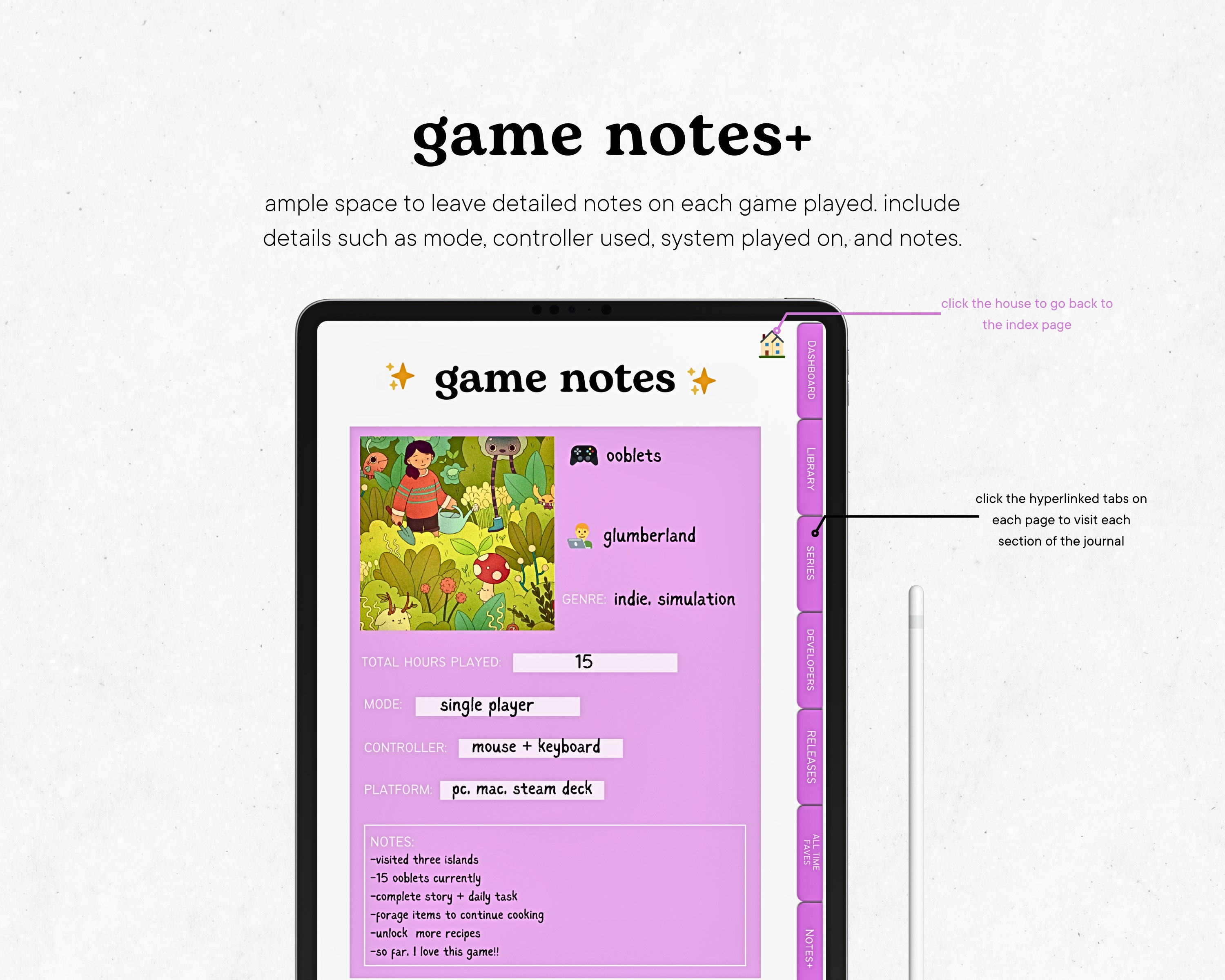 Digital Gaming Journal for Cozy Games | Game Library, Video Game ...