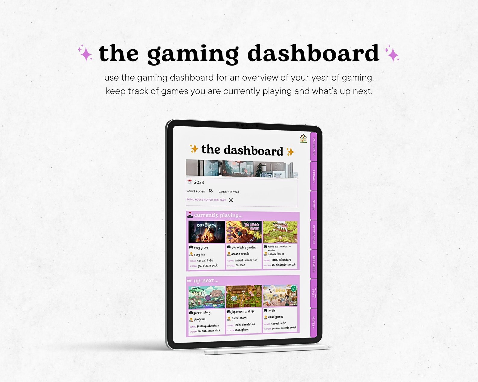 Digital Gaming Journal for Cozy Games | Game Library, Video Game ...