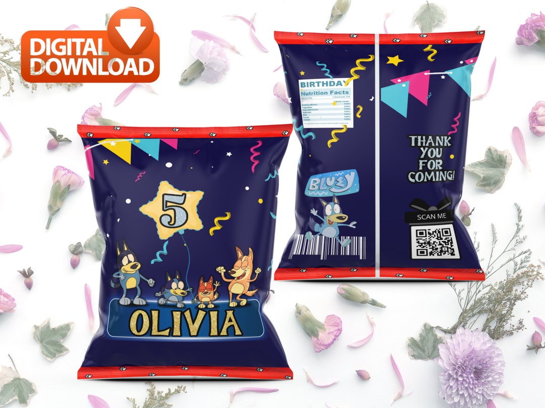 Personalized Blue Dogs Kids Chip Bag Snack in Style at Your Celebration ...