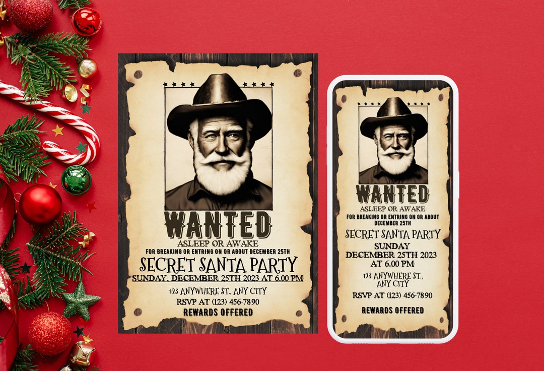 Vintage Wanted Cowboy Santa Christmas Bash: Personalized - Etsy