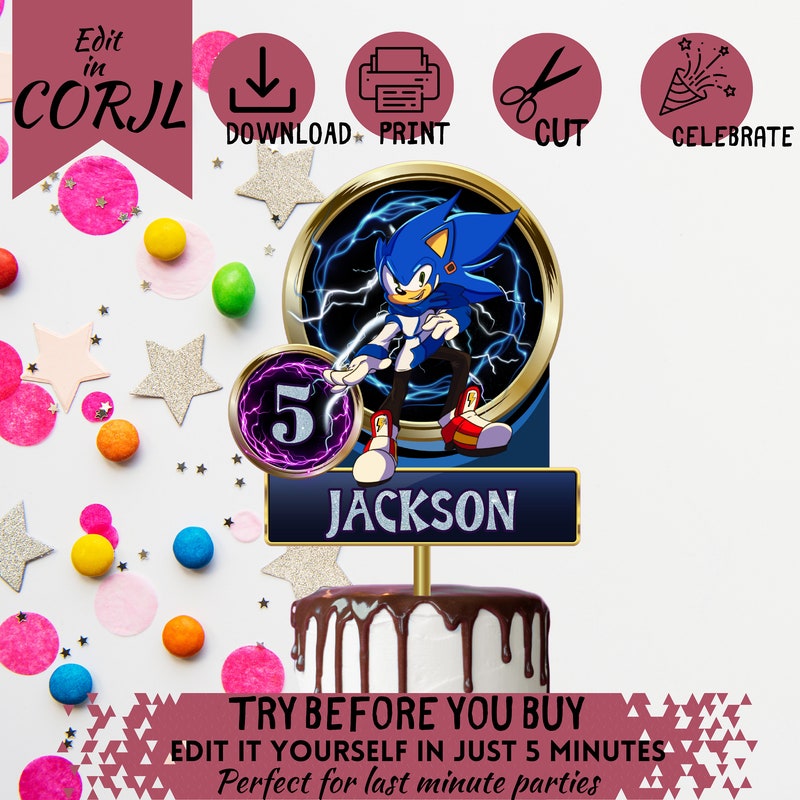 Sonic Cake Topper - Etsy