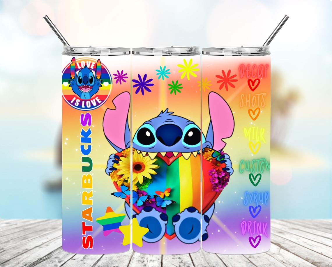 Stitch LGBT Pride Love is Love 20oz Skinny Tumbler Wrap Design ...