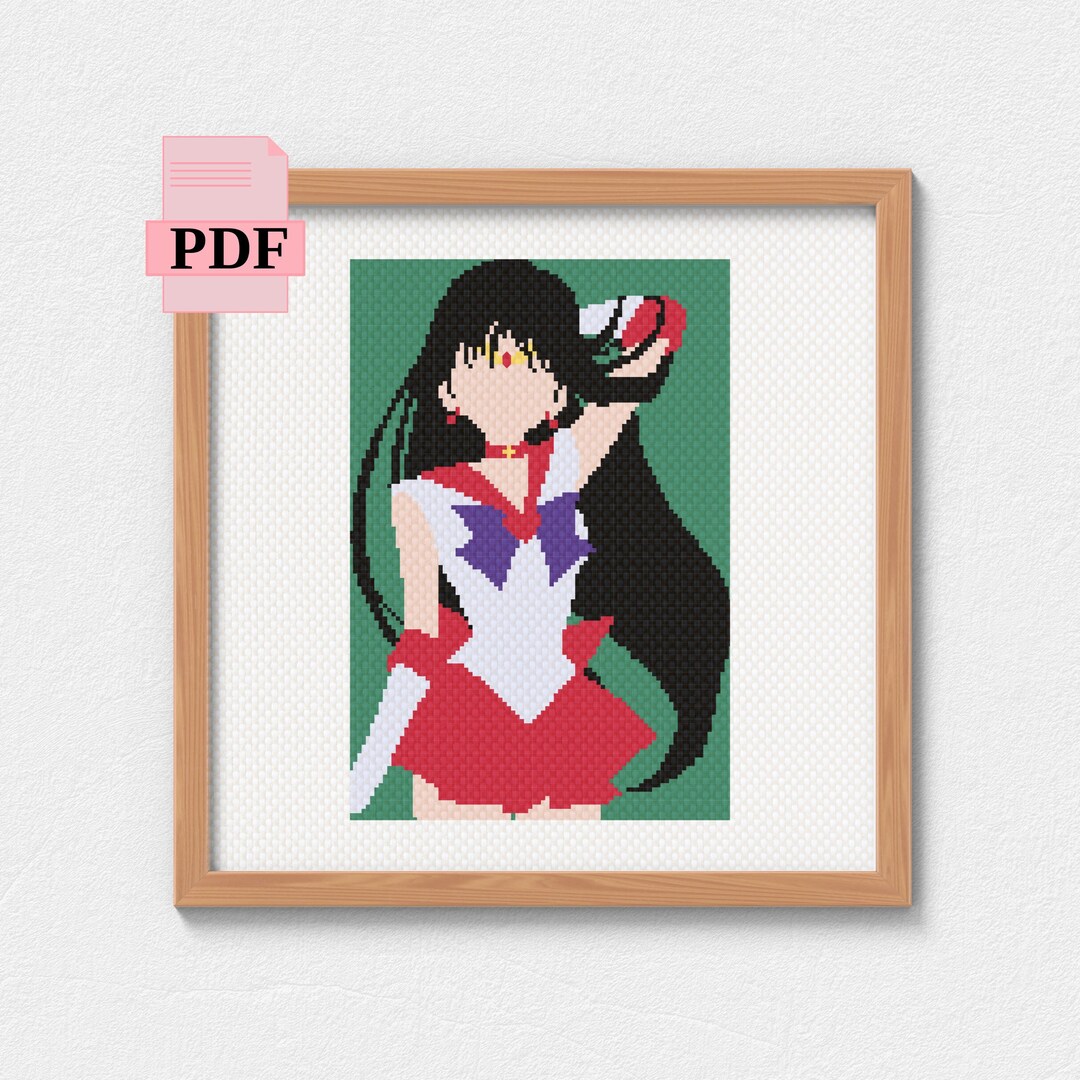 SAILOR MARS, Rei Hino, Sailor Moon Cross Stitch Pattern, Easy for ...