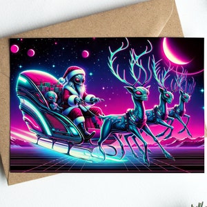 Alien Santa Cards 7x5 Vaporwave Christmas 10-pack Alien - Etsy