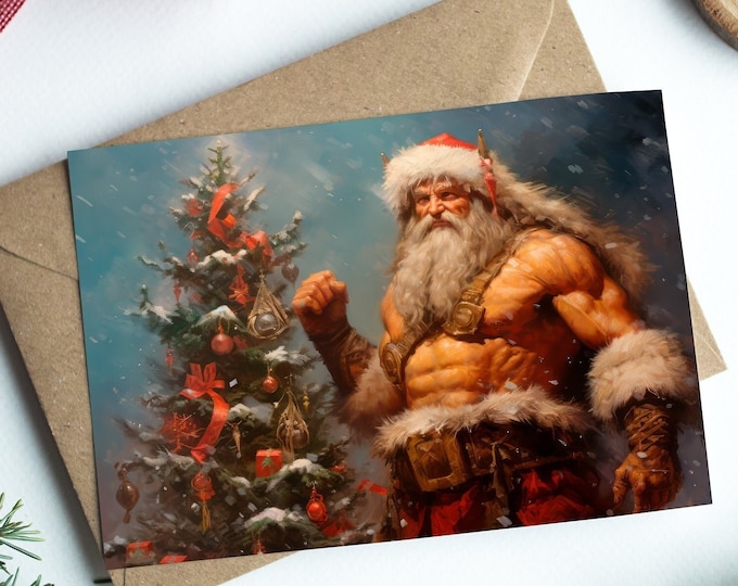 Shirtless Santa Barbarian Card 7x5 Matte Classic Swords Sorcery ...