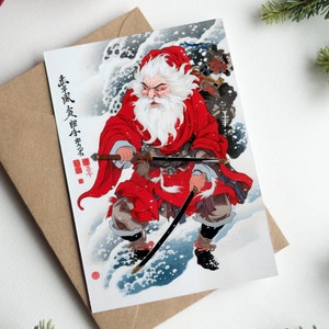 Samurai Santa Claus Christmas Card Ukiyo-e Style Ronin Santa Holiday ...