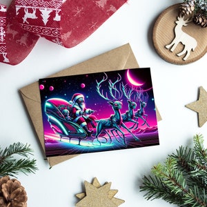 Alien Santa Cards 7x5 Vaporwave Christmas 10-pack Alien - Etsy