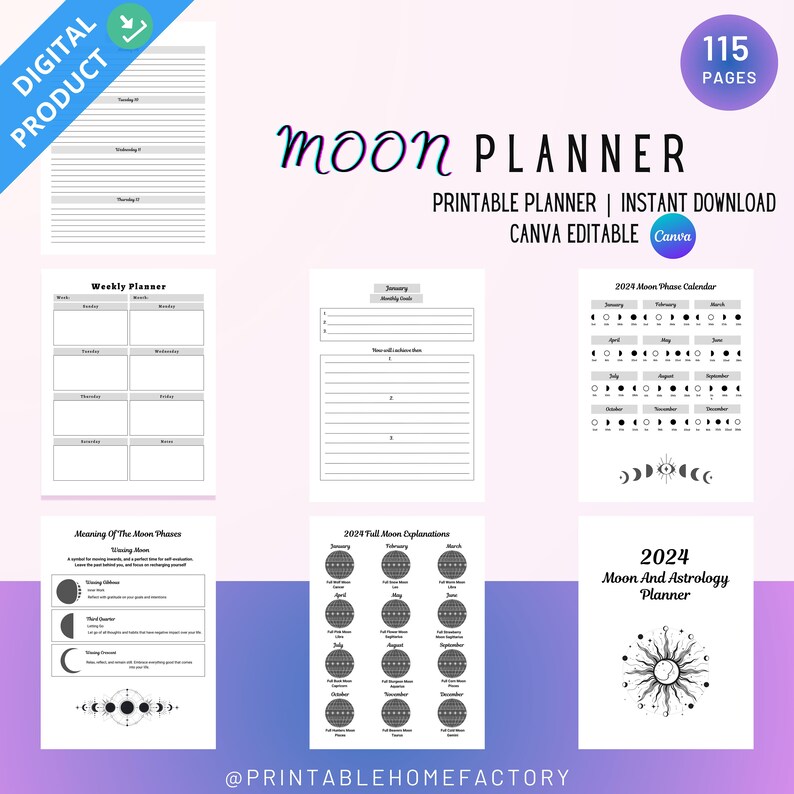 2024 Editable 2024 Moon & Astrology Planner Printable Astrology Moon ...