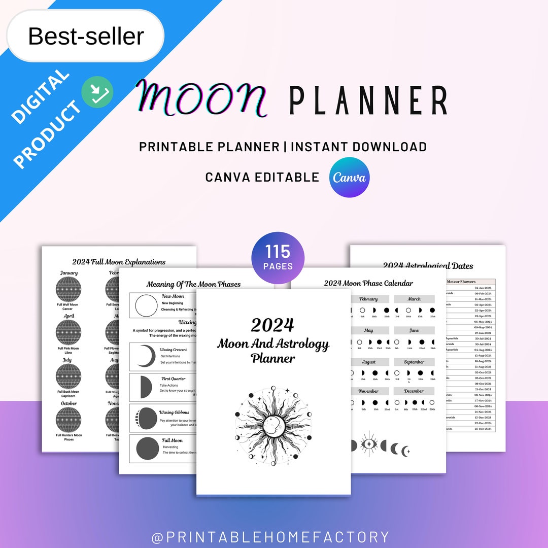 2024 Editable 2024 Moon & Astrology Planner Printable Astrology Moon ...