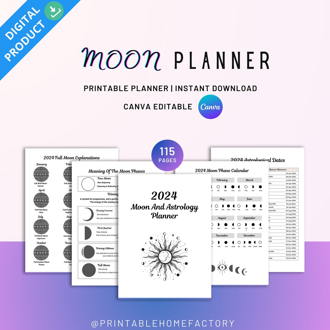 2024 Editable 2024 Moon & Astrology Planner Printable - Etsy UK