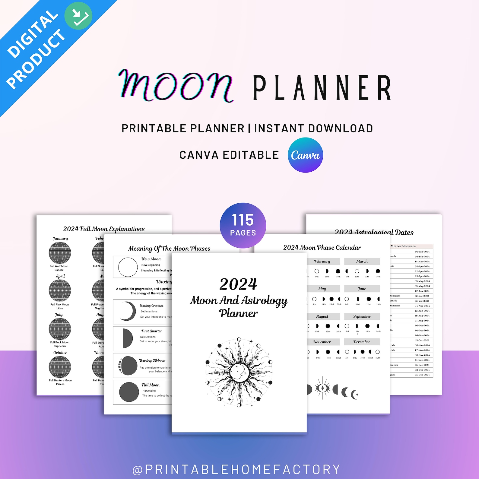 2024 Editable 2024 Moon & Astrology Planner Printable - Etsy UK