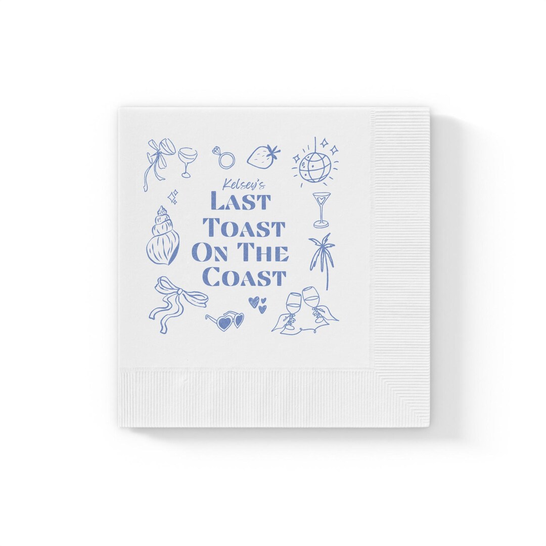 Last Toast on the Coast Bachelorette Cocktail Napkin - Etsy