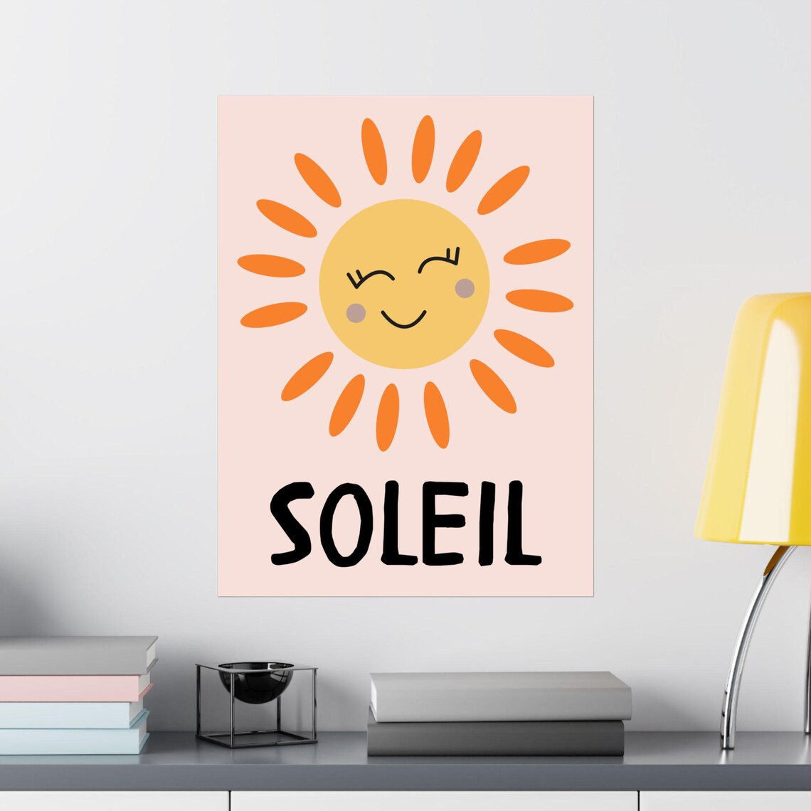 Vertical Poster, Whimsical Kids Print SOLEIL Sun Design Colorful, Matte ...