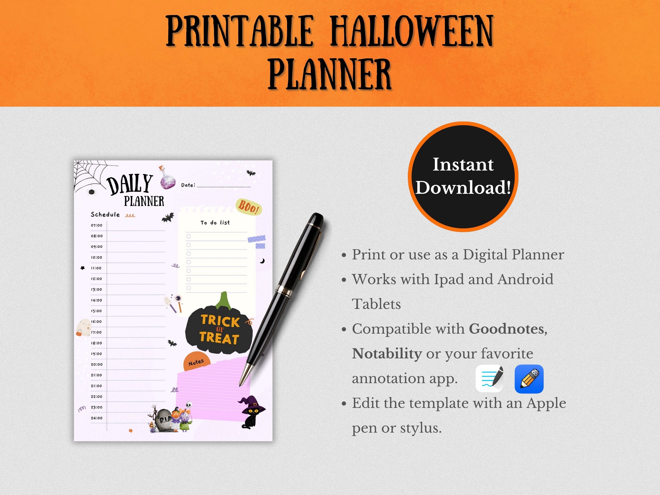 Printable Halloween Planner Goodnotes Halloween Planner - Etsy